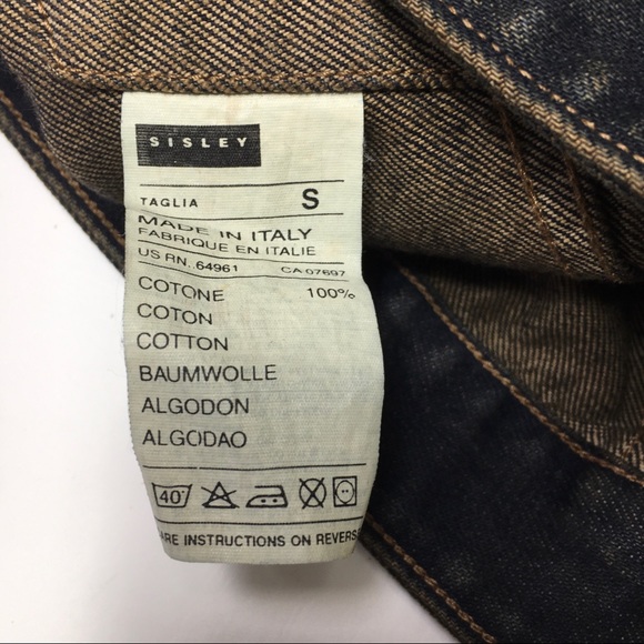 Sisley | Jackets & Coats | Sisley Italian Jean Denim Jacket With Velcro ...